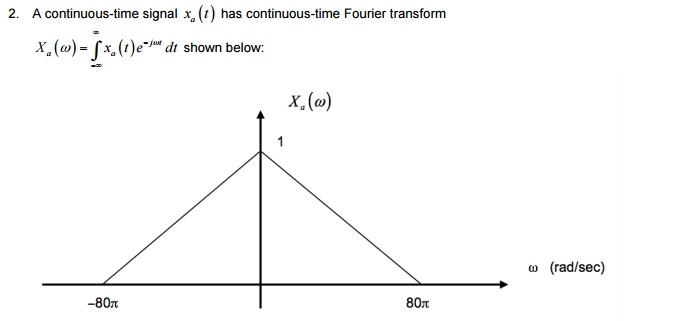 Solved 2. A continuous-time signal x (t) has continuous-time | Chegg.com