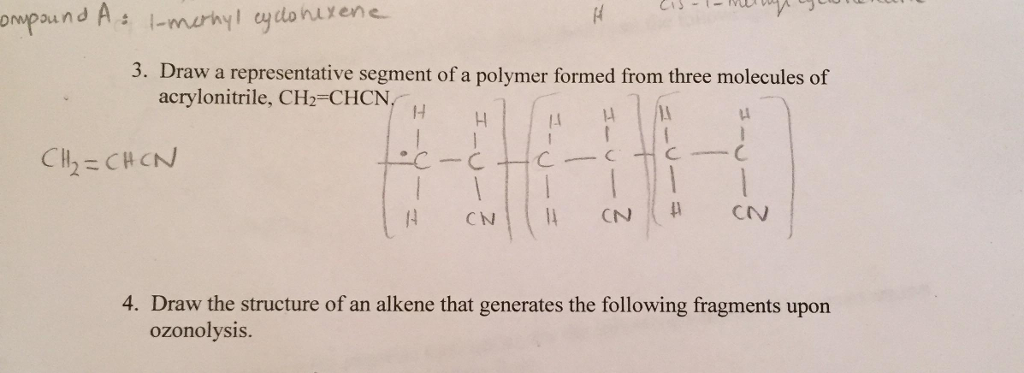Solved 3. Draw a representative segment of a polymer formed | Chegg.com
