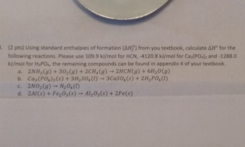 Solved Using standard enthalpies of formation (Delta H | Chegg.com