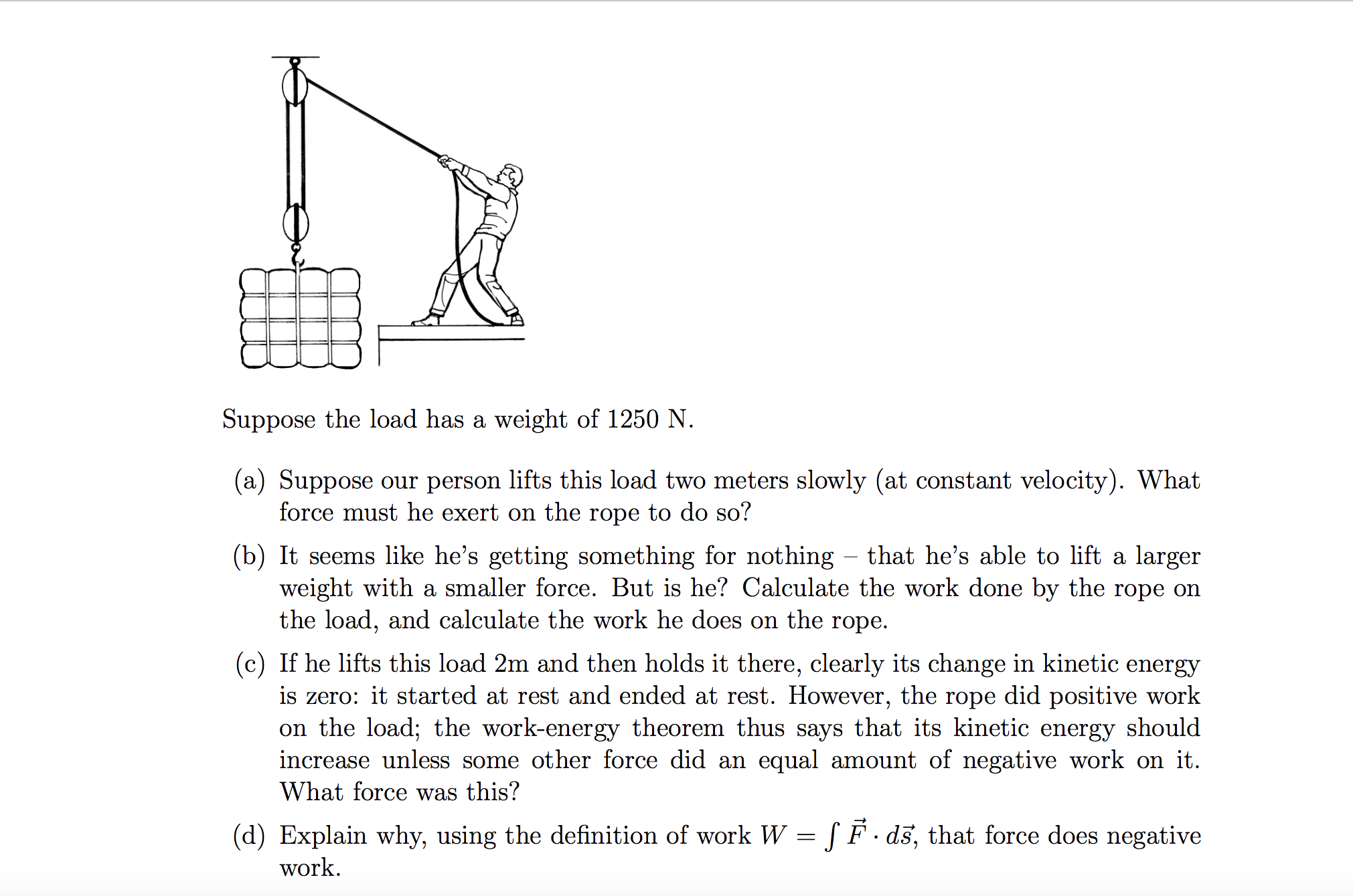 Solved A person uses a block-and-tackle system as shown | Chegg.com