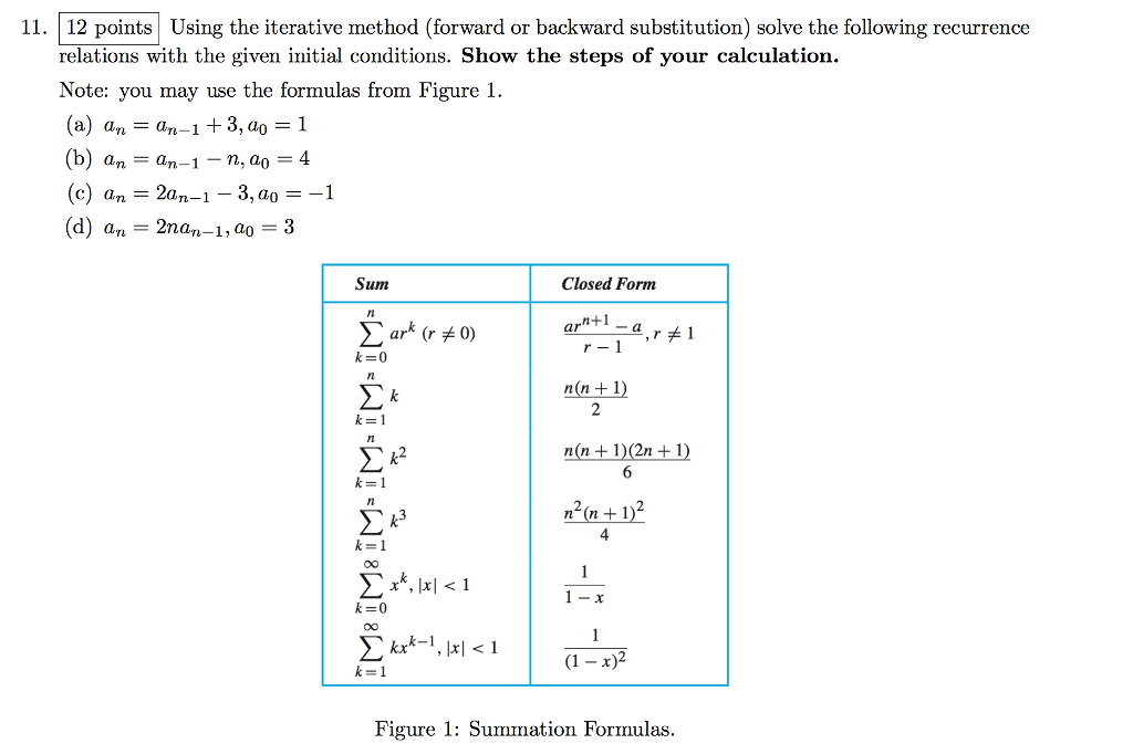 Solved 11.12 points Using the iterative method (forward or | Chegg.com