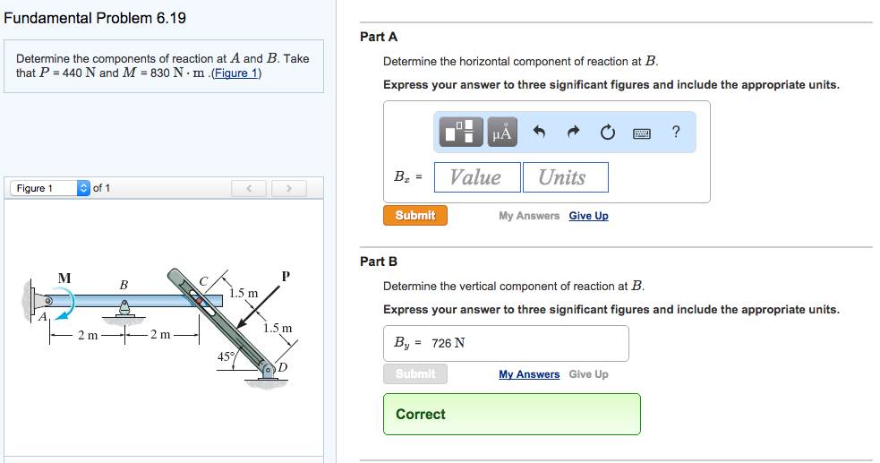 Determine the components of reaction at A and B. | Chegg.com