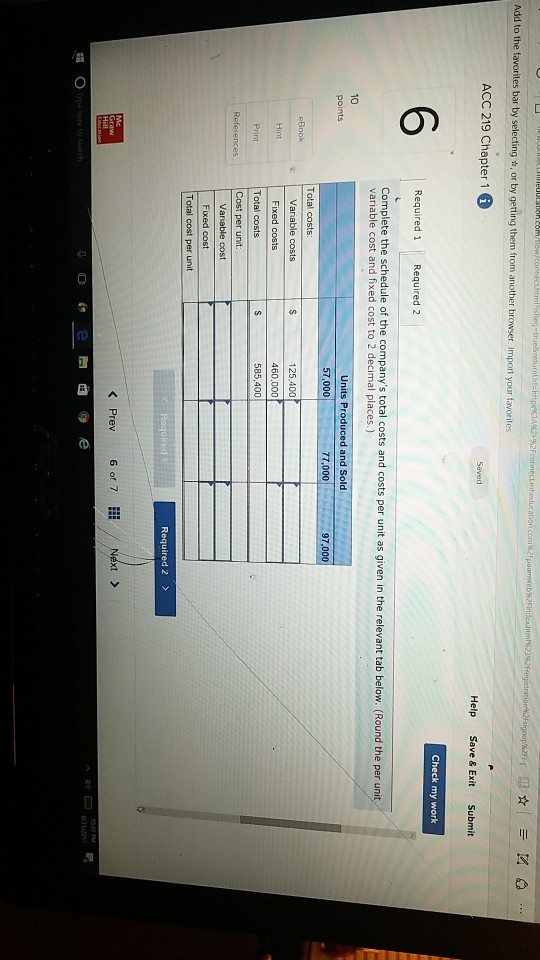 Solved ACC 219 Chapter 1 6 Saved Help Save & Exit Submit | Chegg.com