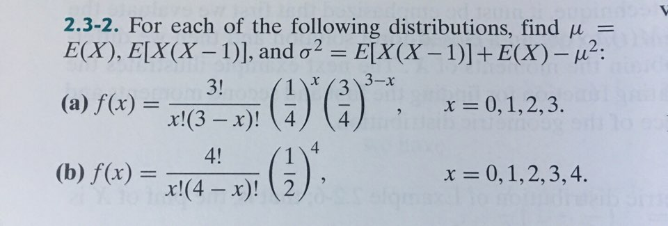 Solved For each of the following distributions, find mu = | Chegg.com