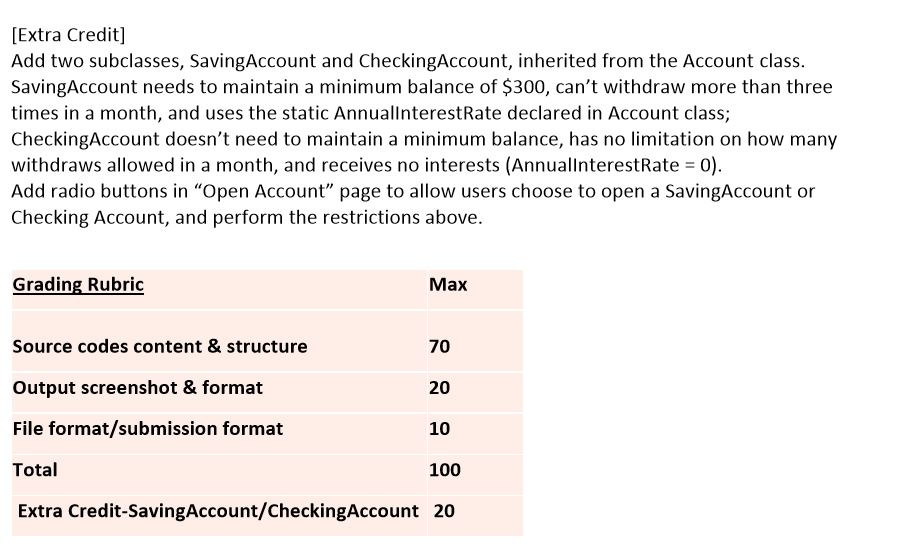 Solved (Bank Account Services) You will use JavaFX to | Chegg.com
