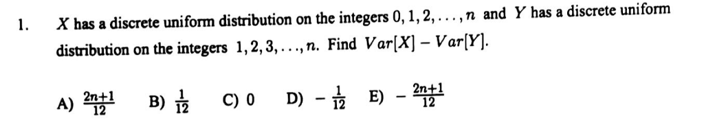 Solved X has a discrete uniform distribution on the integers | Chegg.com