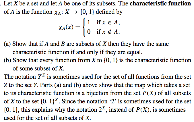 . Let X be a set and let A be one of its subsets. The | Chegg.com