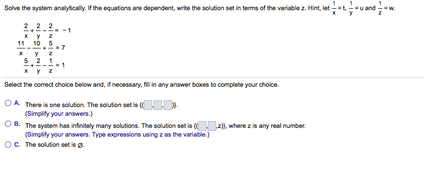 Solved Solve the system analytically. If the equations are | Chegg.com