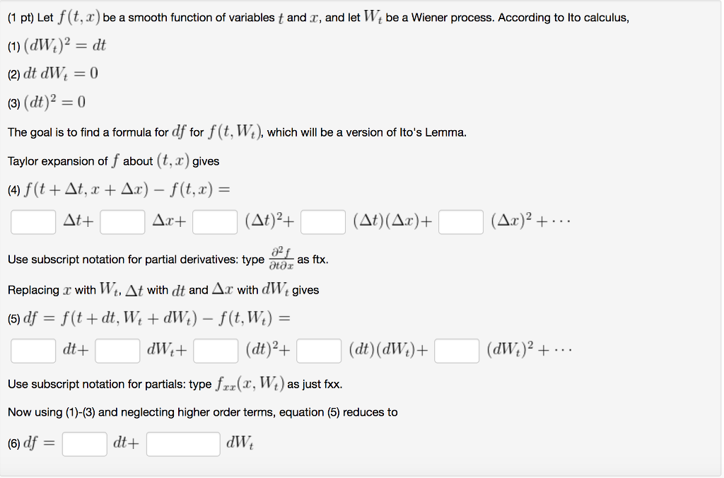 Solved (1 pt) Let f (t, r) be a smooth function of variables | Chegg.com