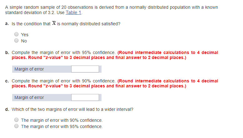 Solved A Simple Random Sample Of 20 Observations Is Derived