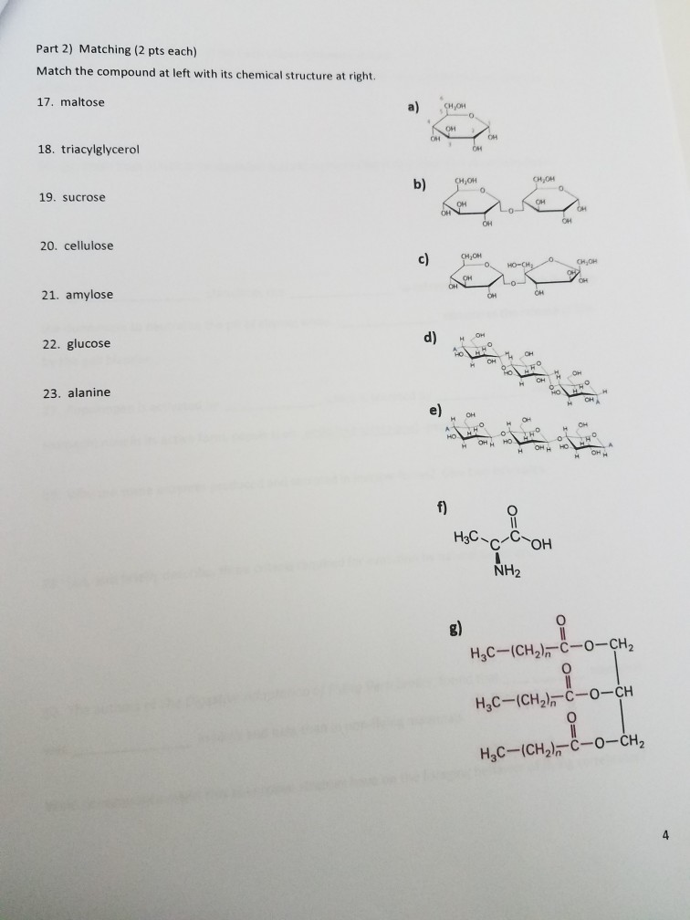 Solved Part 2) Matching (2 pts each) Match the compound at | Chegg.com