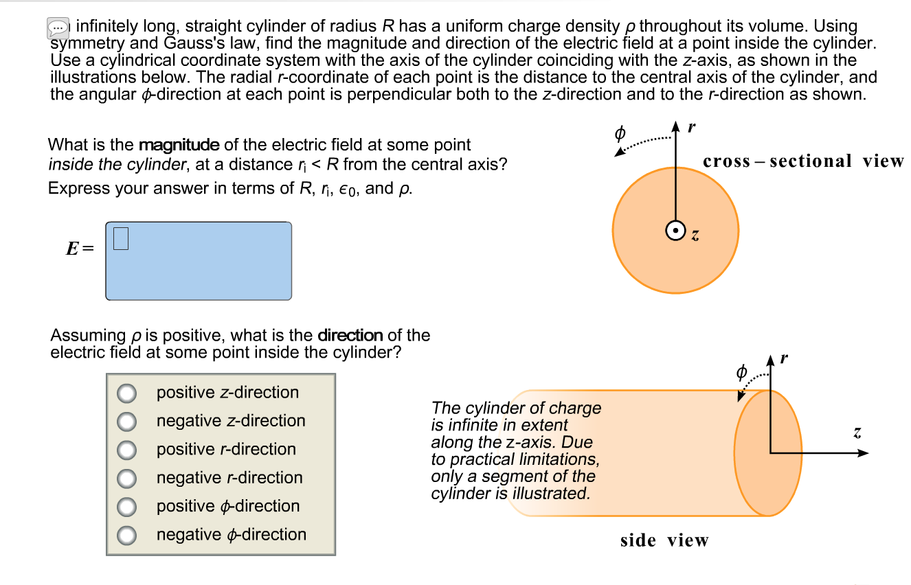 Solved: An Infinitely Long, Straight Cylinder Of Radius R ... | Chegg.com