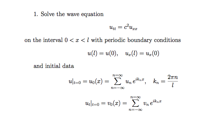 Solved Solve the wave equation u_tt = c^2u_xx on the | Chegg.com