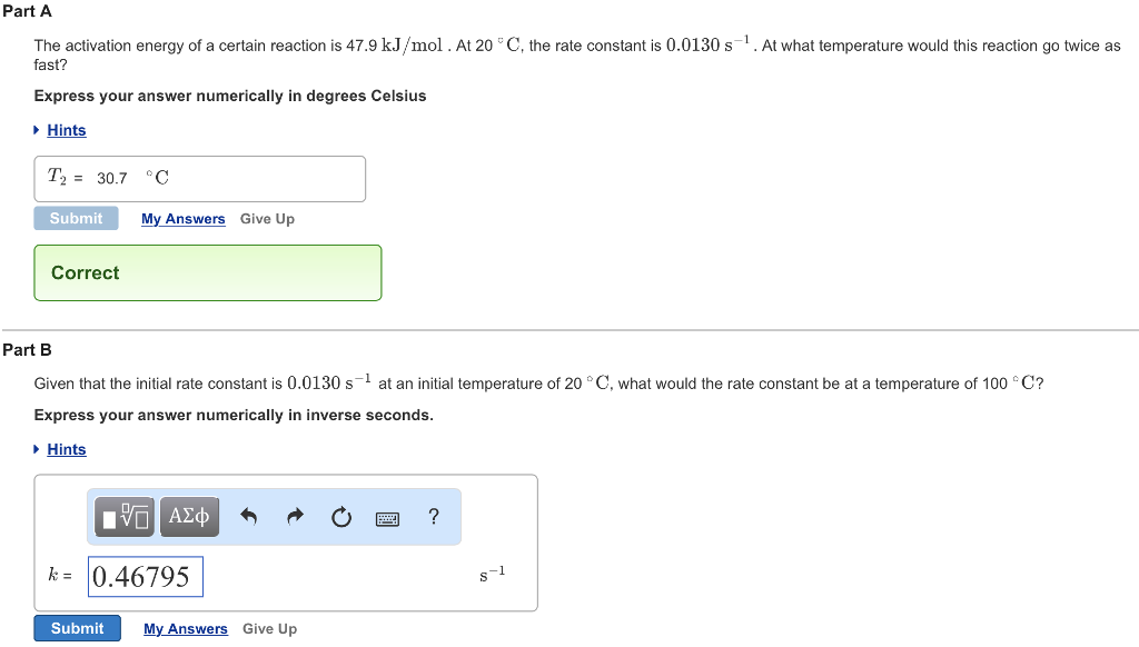 Solved Part A The activation energy of a certain reaction is | Chegg.com
