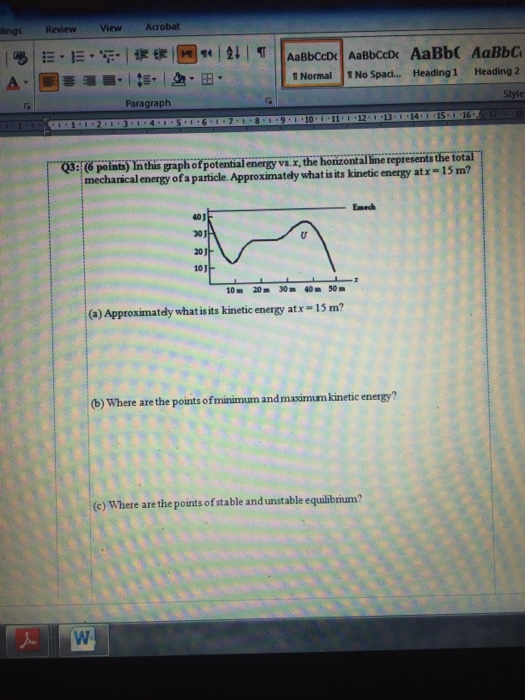Solved In this graph of potential energy vs x, the | Chegg.com