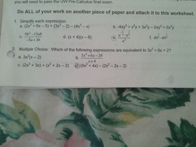 Simplify each expression. Multiple Choice: Which of | Chegg.com