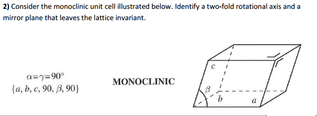 Solved Consider the monoclinic unit cell illustrated below. | Chegg.com