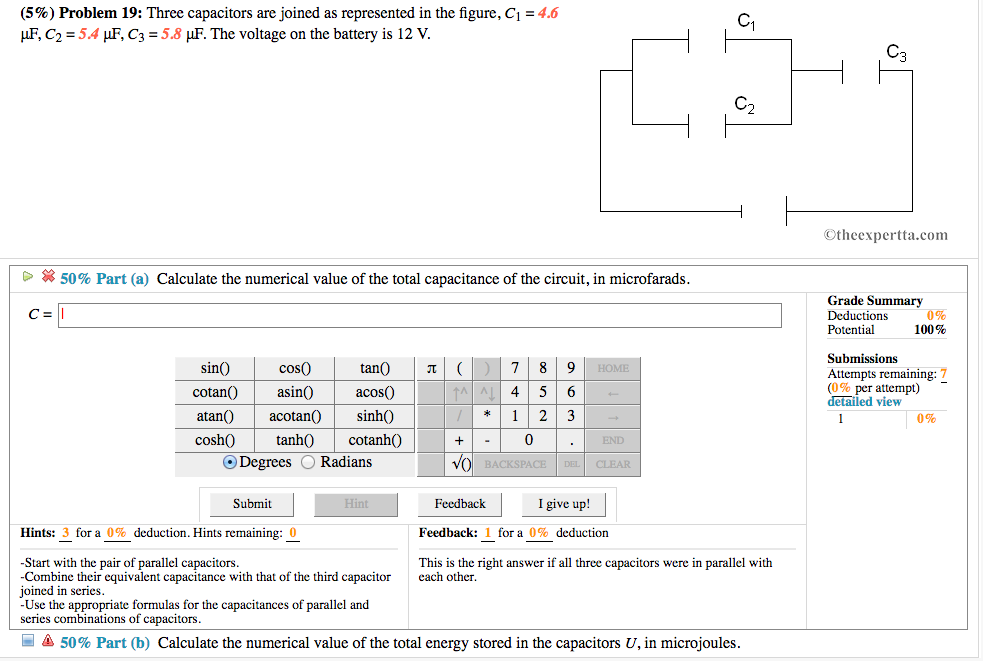Solved Three capacitors arc joined as represented in the | Chegg.com