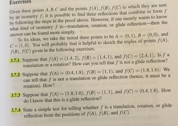 Solved Given three points A, B, C and the points f(A), f(B), | Chegg.com