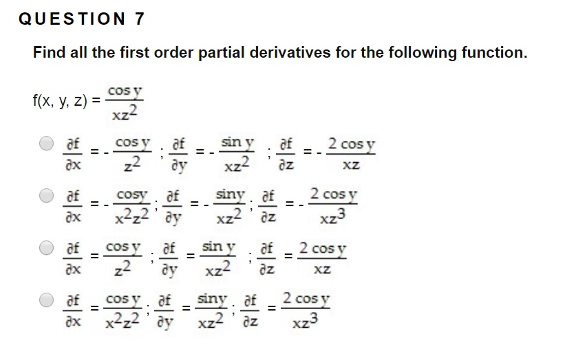 Solved QUESTION 7 Find all the first order partial | Chegg.com