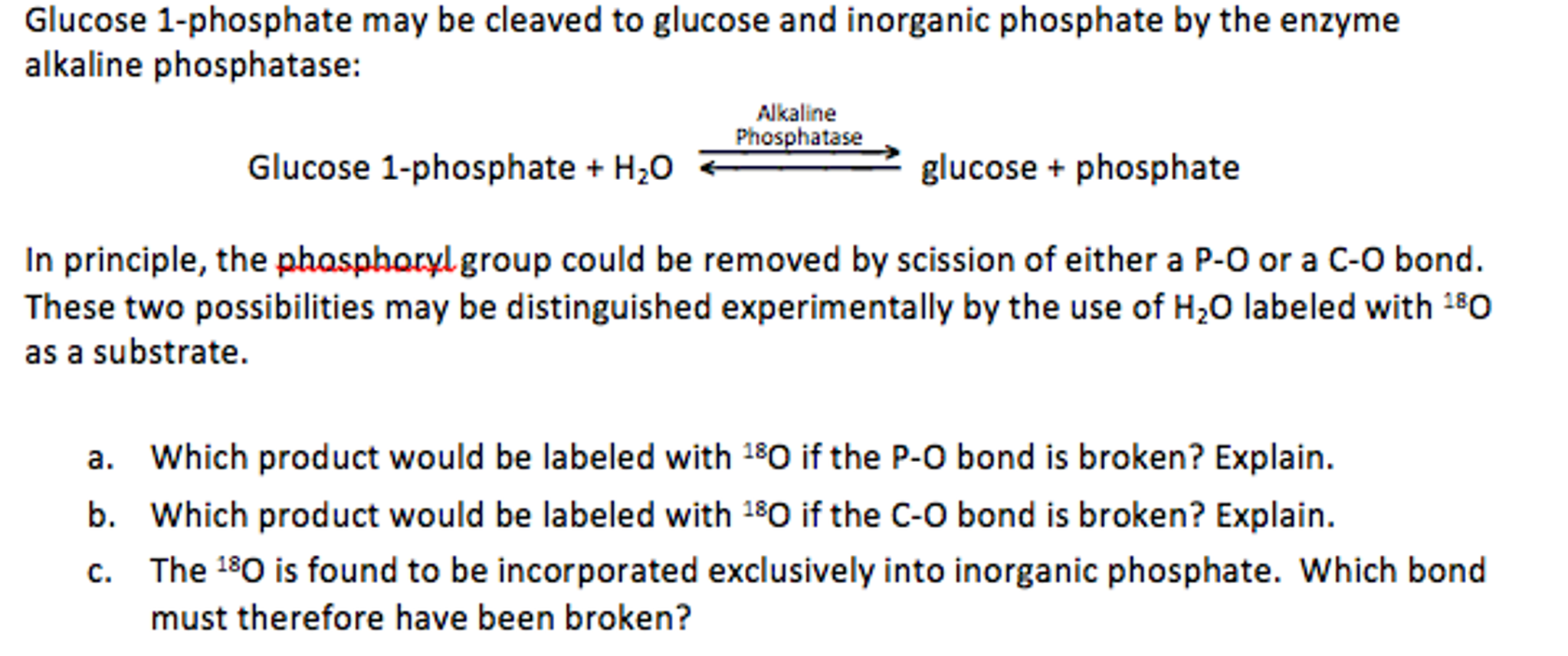 Solved Glucose 1-phosphate may be cleaved to glucose and | Chegg.com