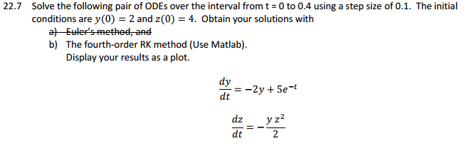 Solve the following pair of ODEs over the interval | Chegg.com