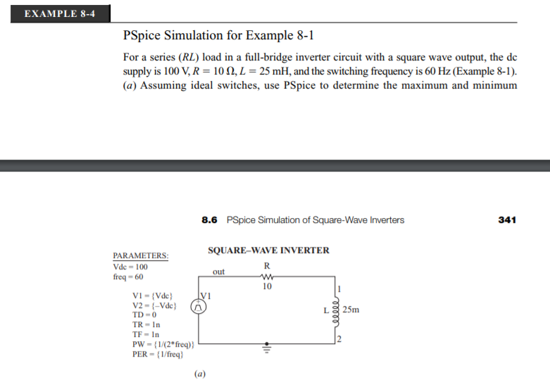 Solved PSIM simulation for Example 8-4 a) Draw and simulate | Chegg.com