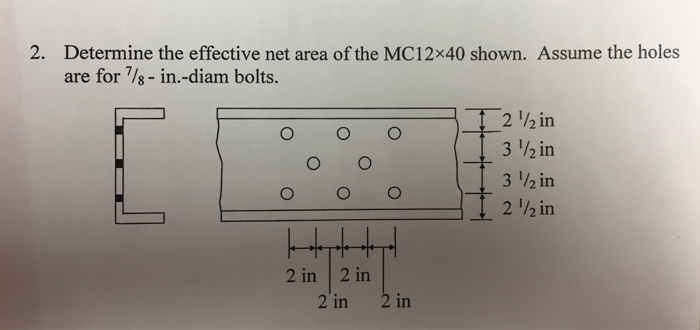 Solved Determine the effective net area of the MC12 times 40 | Chegg.com