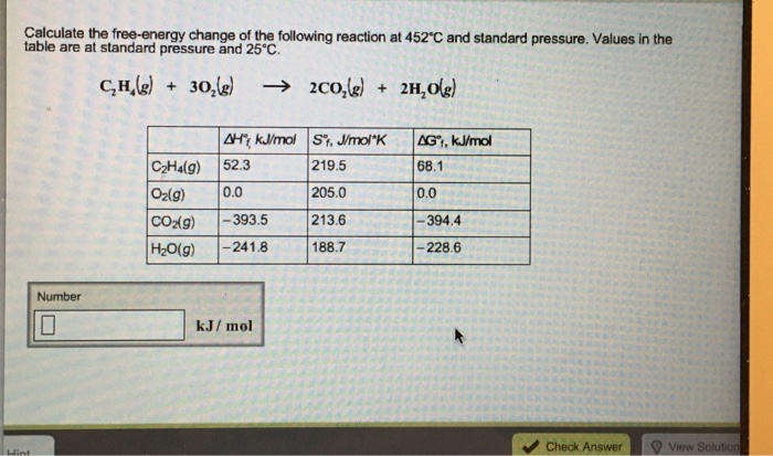 Solved: Calculate The Free-energy Change Of The Following ... | Chegg.com