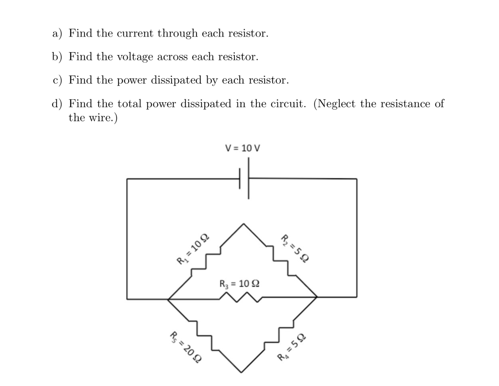 Solved a) Find the current through each resistor b) Find the | Chegg.com