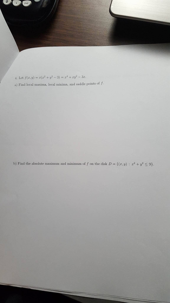 Solved Let f(x, y) = x(x^2 + y^2 - 3) = x^3 + xy^2 - 3x. a) | Chegg.com