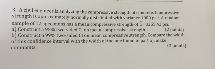 Solved A civil engineer is analyzing the compressive | Chegg.com