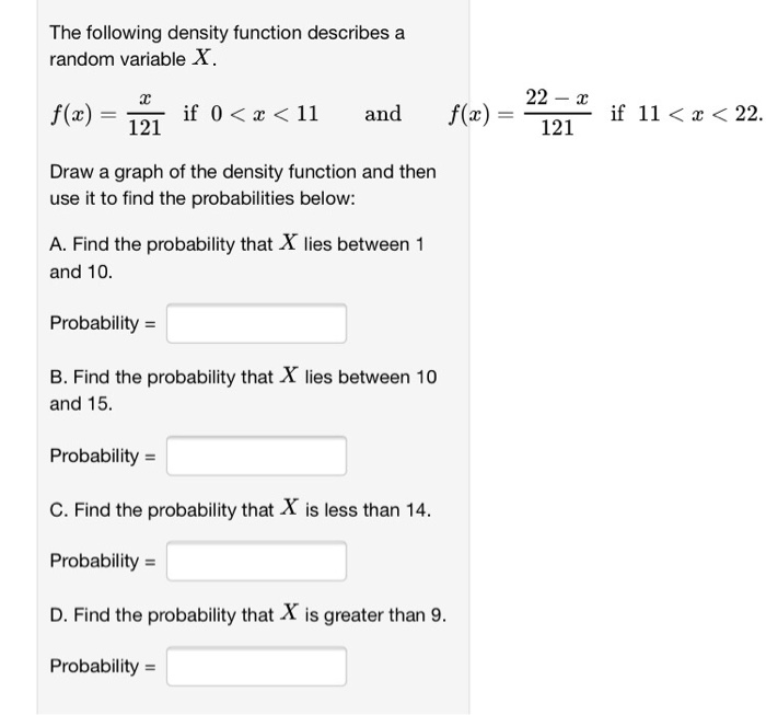 Solved The following density function describes a random | Chegg.com