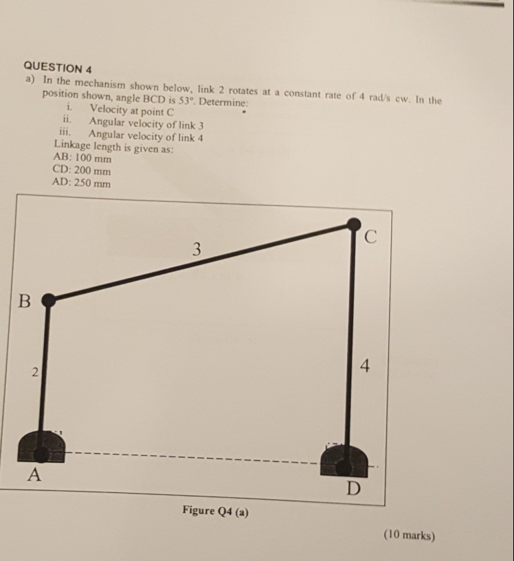 Solved In the mechanism shown below, link 2 rotates at a | Chegg.com