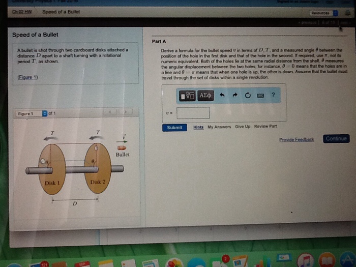 Solved A bullet is shot through two cardboard disks attached | Chegg.com