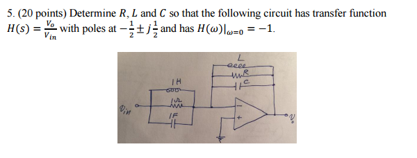 Solved Determine R, L and C so that the following circuit | Chegg.com