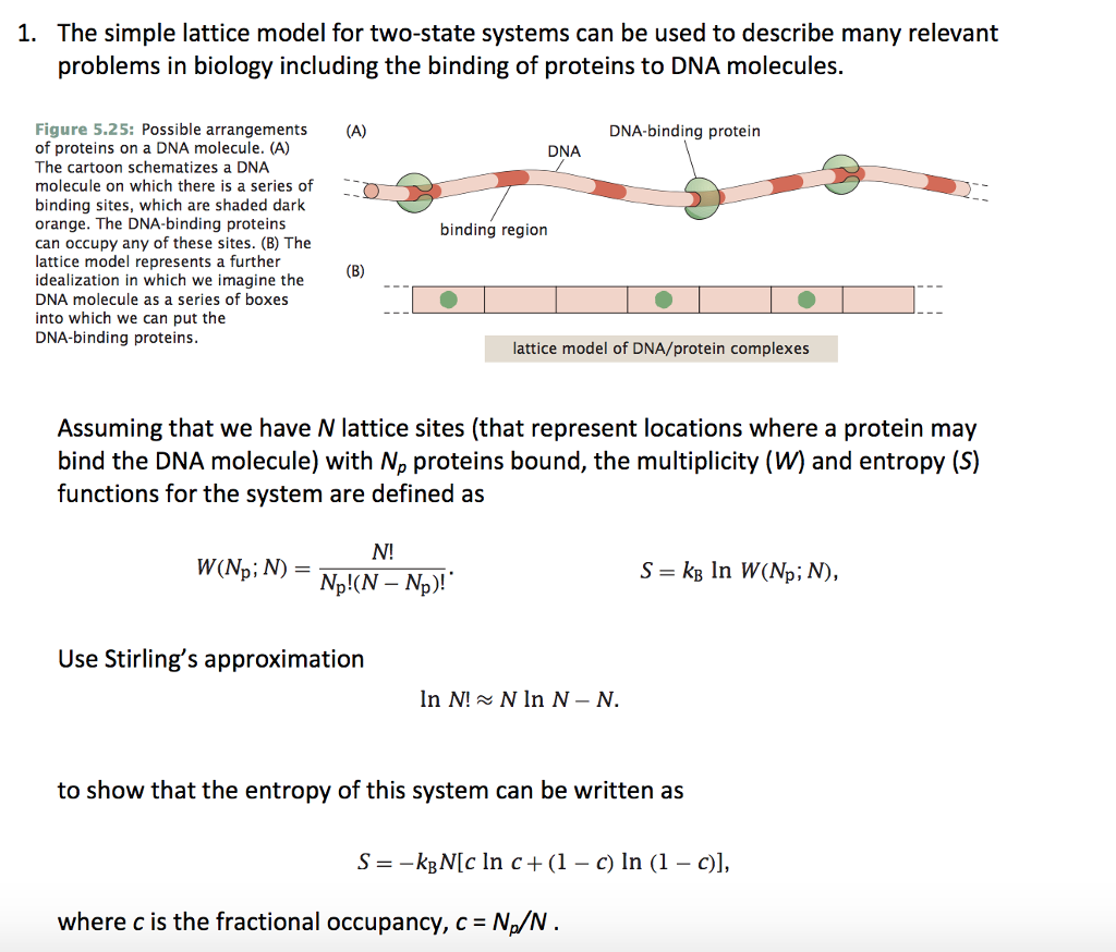 Solved 1. The simple lattice model for two-state systems can | Chegg.com