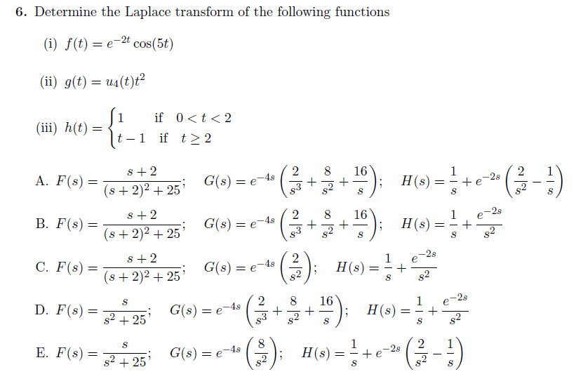 Solved Determine the Laplace transform of the following | Chegg.com