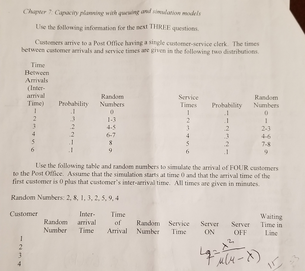 Solved Chapter 7: Capacity planning with queuing and | Chegg.com