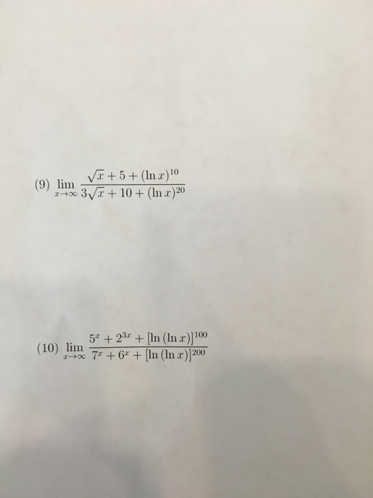 Solved lim x rightarrow infinity Squareroot x + 5 + (ln | Chegg.com