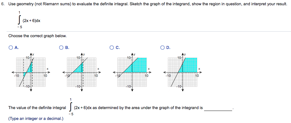 Solved 6. Use geometry (not Riemann sums) to evaluate the | Chegg.com