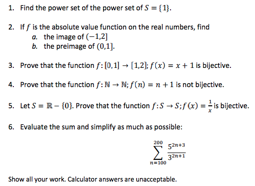 Solved 1. Find the power set of the power set of S = {1}. 2. | Chegg.com