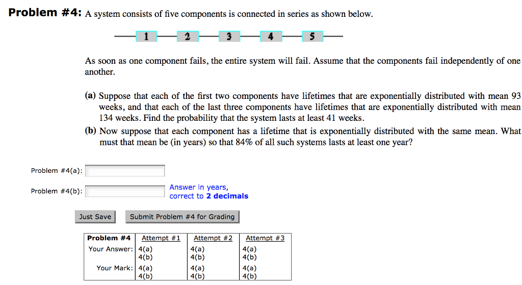 Solved Problem #4: A system consists of five components is | Chegg.com