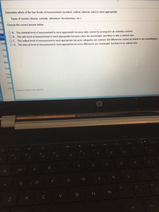 Solved Determine which of the four levels of measurement | Chegg.com