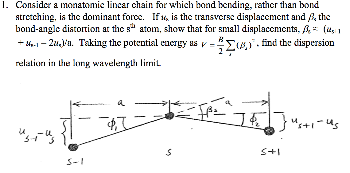 1. Consider a monatomic linear chain for which bond | Chegg.com
