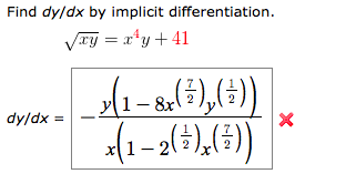 Solved Find dy/dx by implicit differentiation. Squareroot | Chegg.com