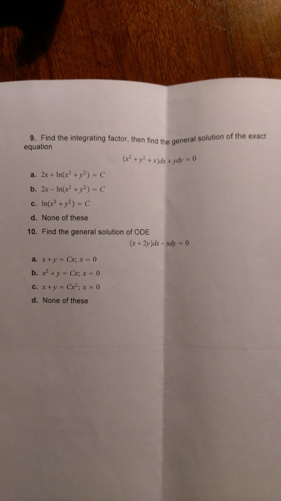 Solved Find The Integrating Factor Then Find The General