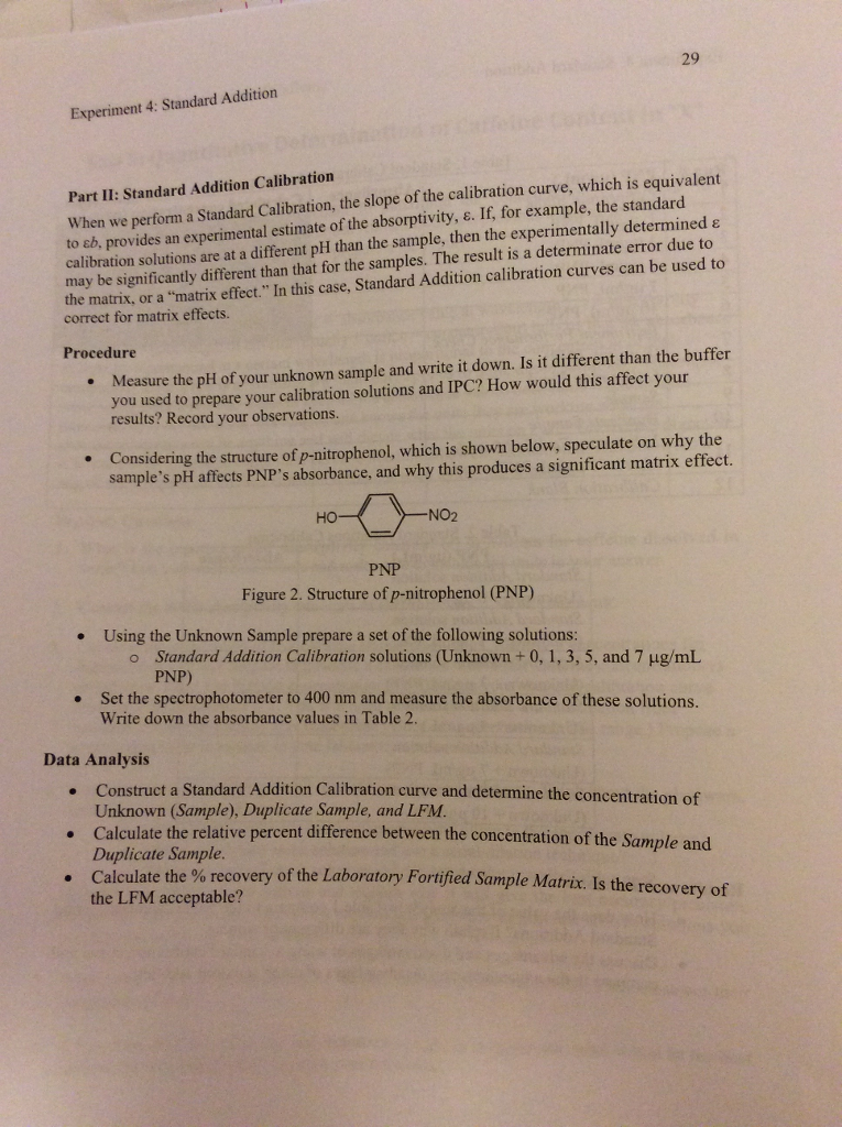 Solved 27 Experiment 4: Standard Addition Exp 4: Standard | Chegg.com