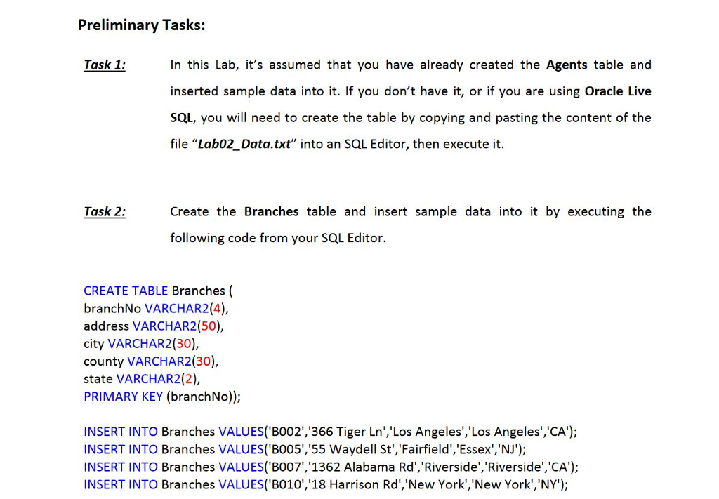 Solved Preliminary Tasks: Task 1 In this Lab, it's assumed | Chegg.com