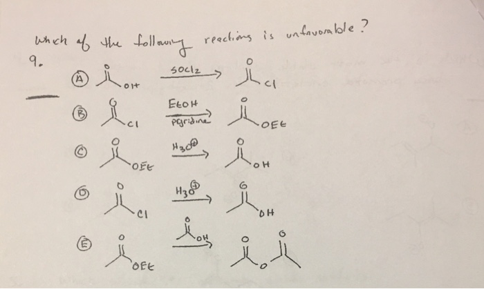 Solved Which of the following reactions is unfavourable? | Chegg.com